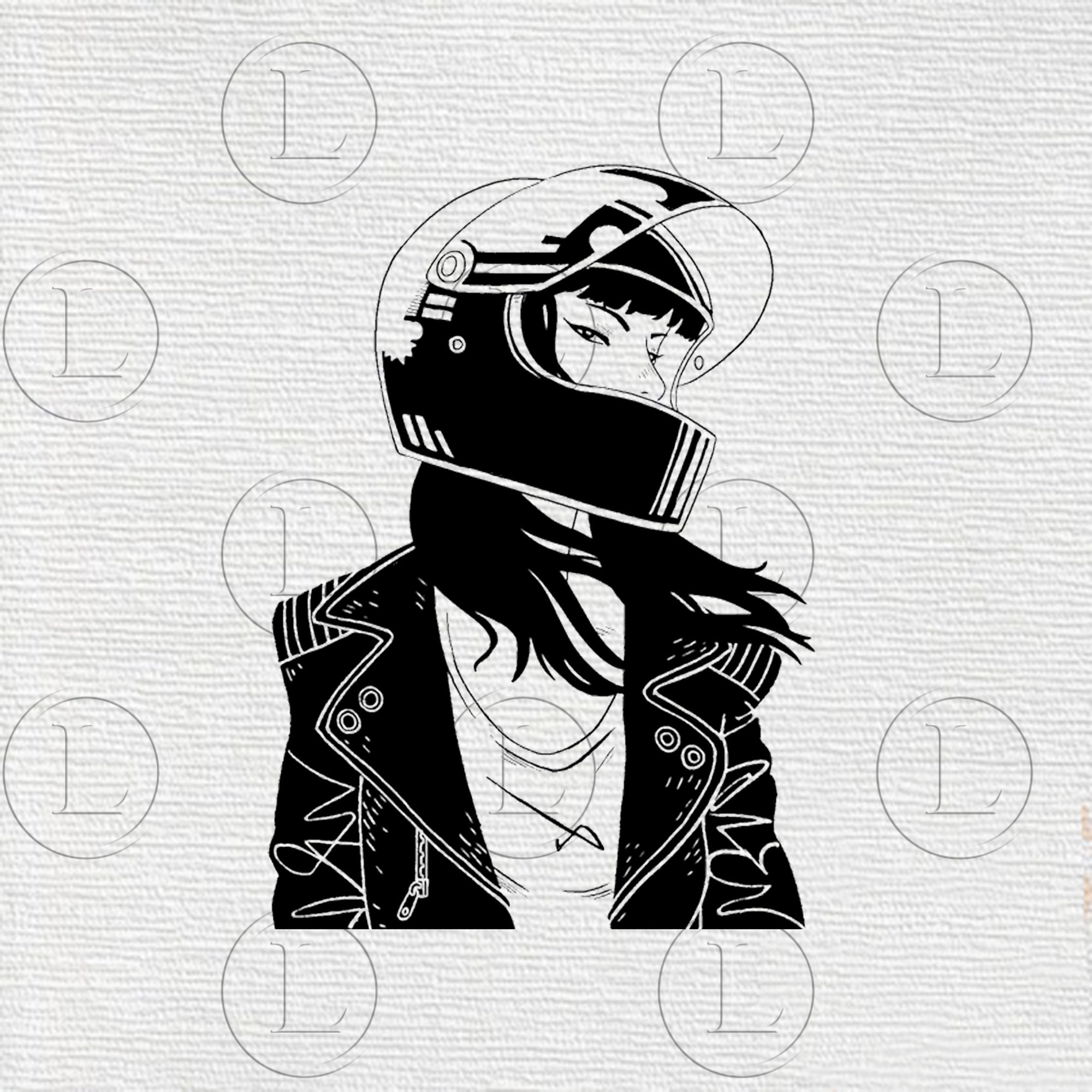 Biker Girl With a Helmet Svg-biker Girl Png-biker Girl With a Helmet ...