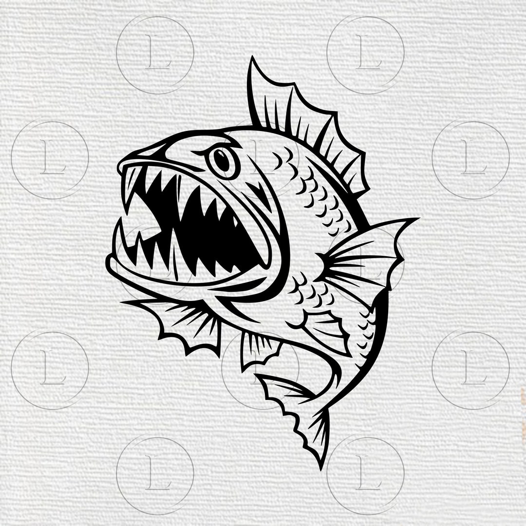 Fish Piranha Svg-fish Drawing Png- Fish Piranha Svg for Cricut- Fish ...
