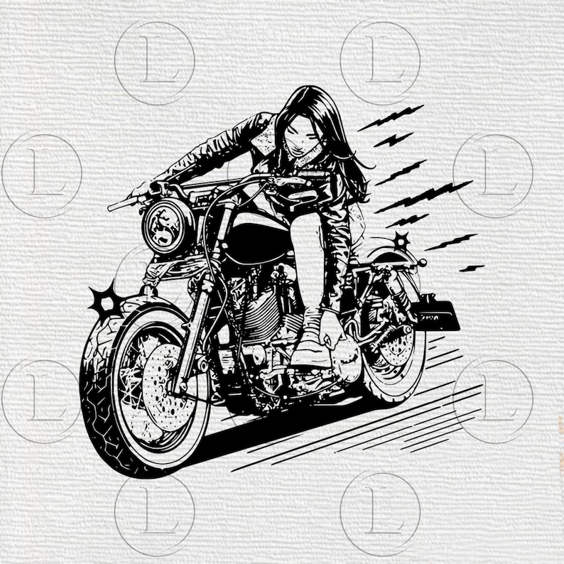 Biker Girl Svg-biker Chick Svg- Women on Motorcycles Png-women Riding ...