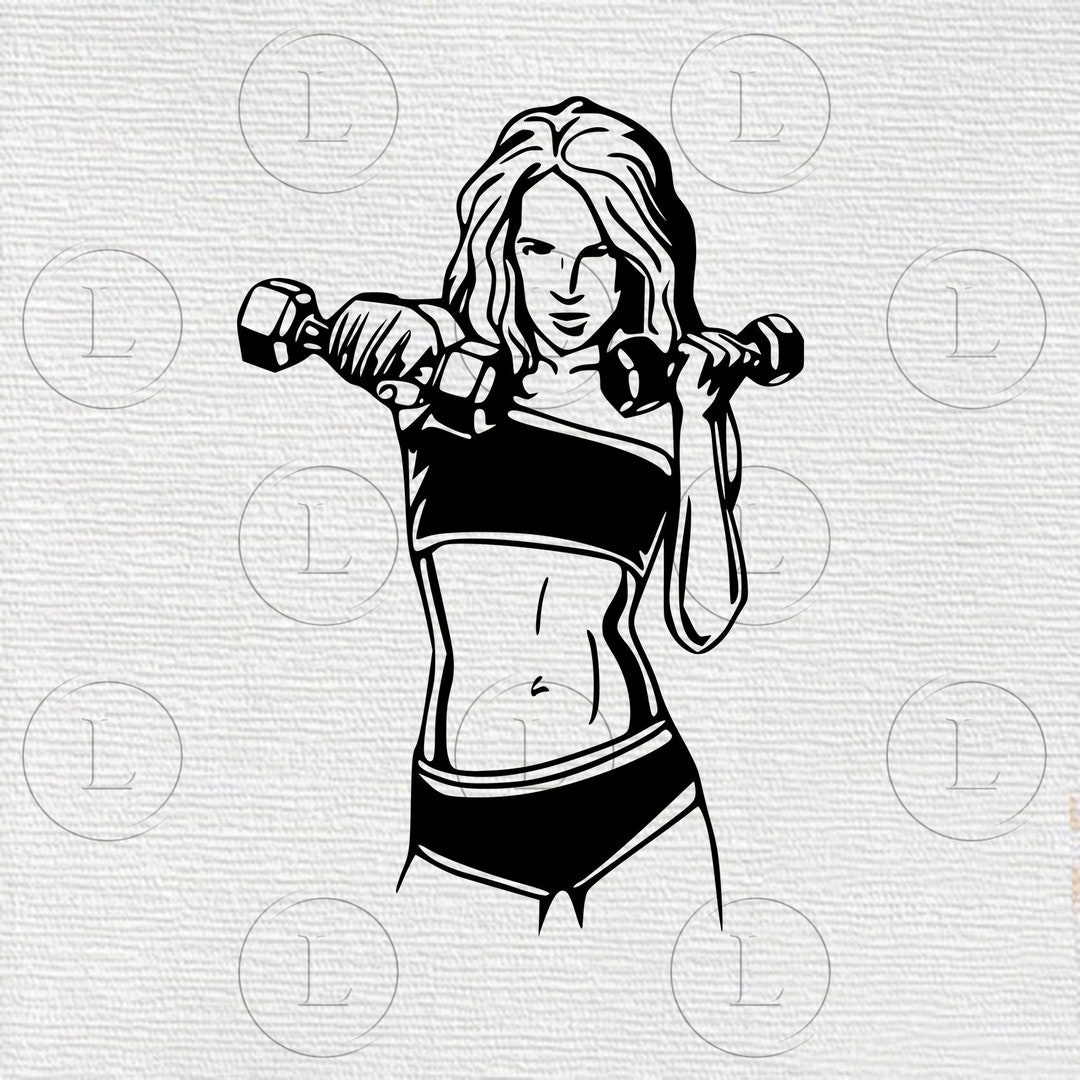 Fitness Girl Svg Fitness Girl Svg File-fitness Girl With Dumbbells ...