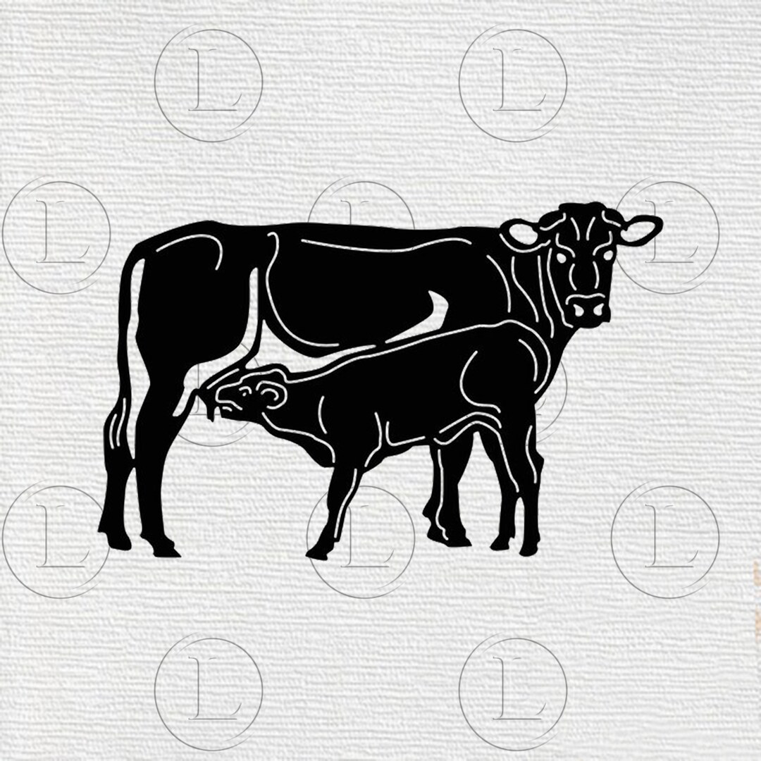 Cow and Calf Svg-cow and Calf Animal Clip Art-cow and Calf Silhouette ...