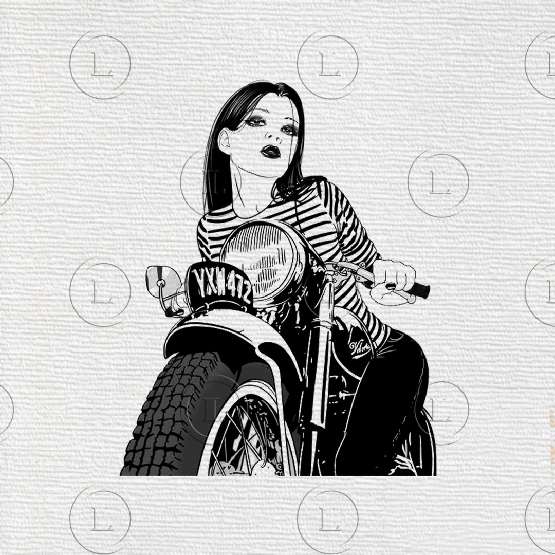 Biker Girl Svg-biker Emo Girl Svg- Teenager on Motorcycles Png- Emo ...