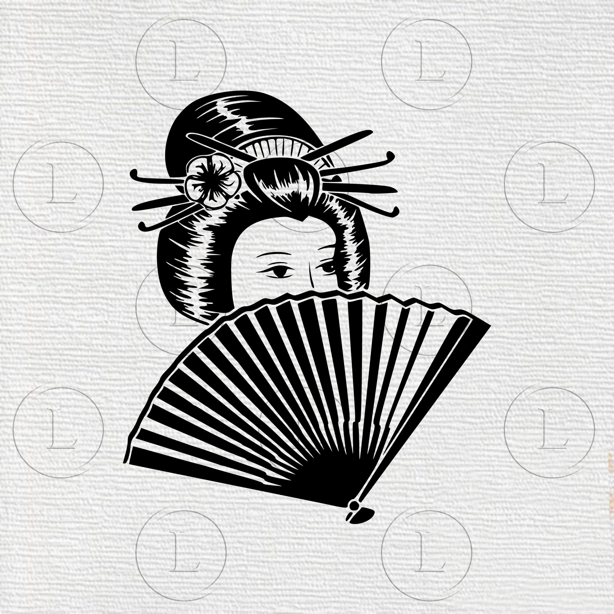 Geisha Girl Line Art