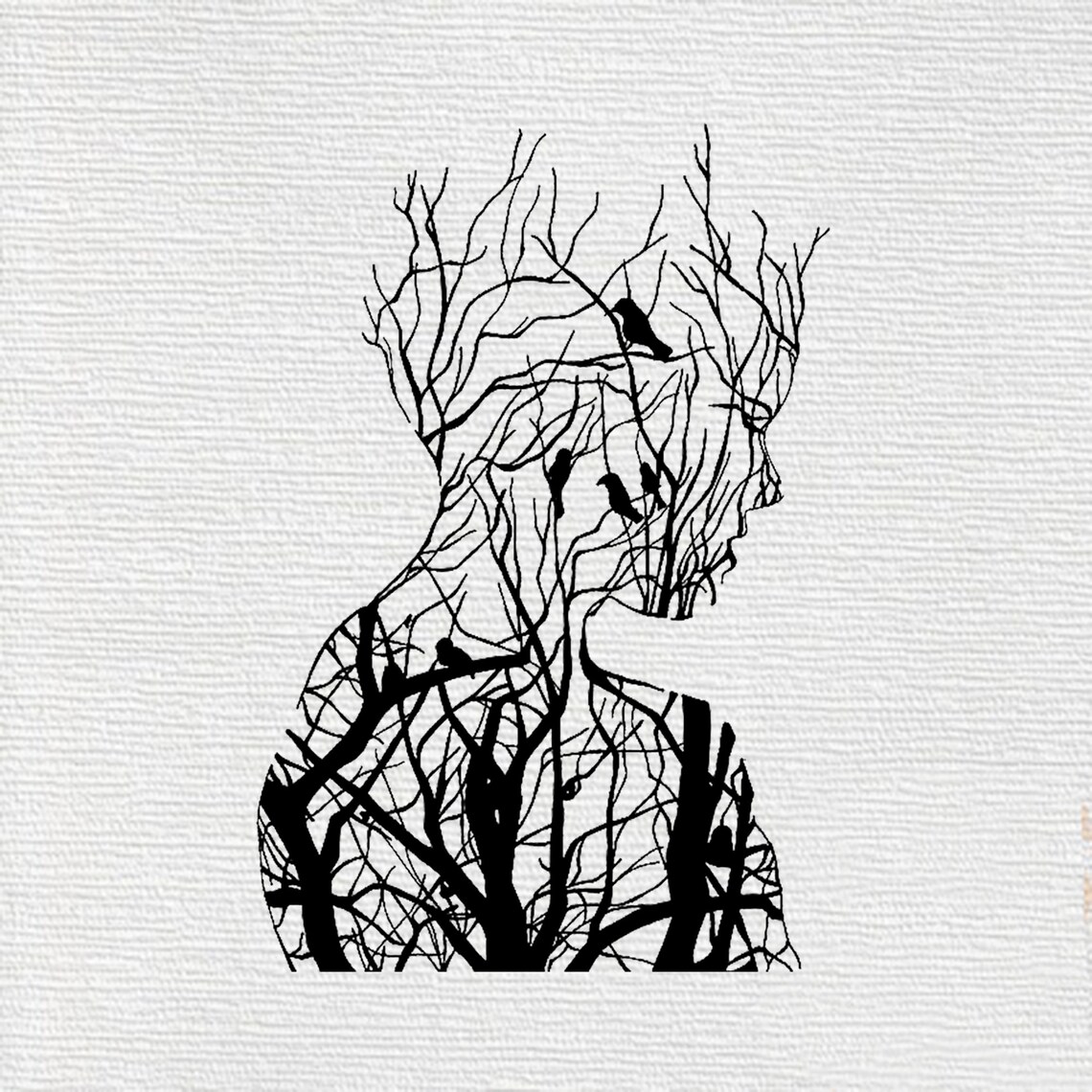 Tree Silhouette tree Svg-tree Silhouette Drawing-woman Tree - Etsy UK