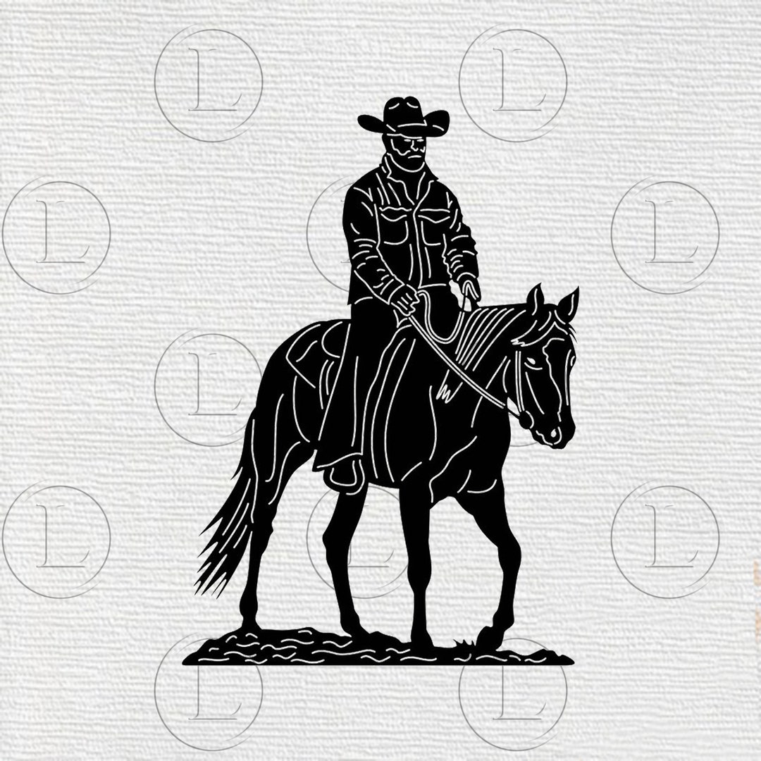 Western Cowboy Riding Horse Svg-western Cowboy Png-western Cowboy ...