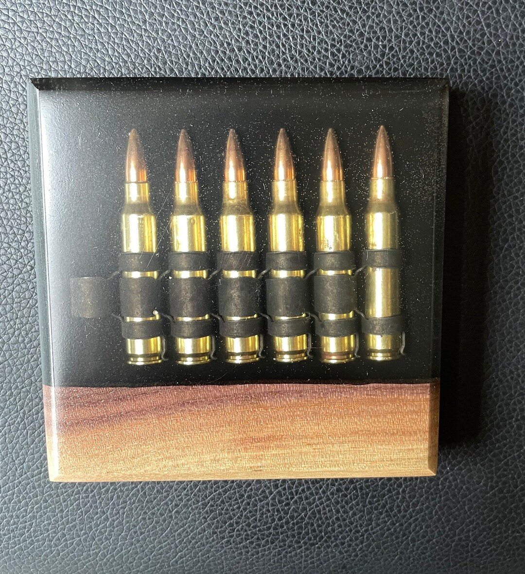 Epoxy Bullet Coasters/ 5.56 Belt Link Inert Ammo/black Walnut ...