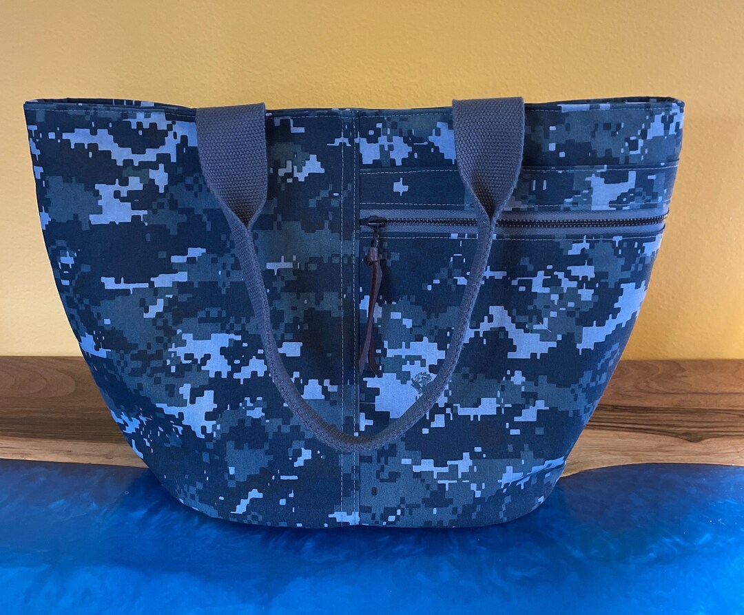 Military US Navy Digital Tote, Zippered Pockets, Navy Digital - Etsy