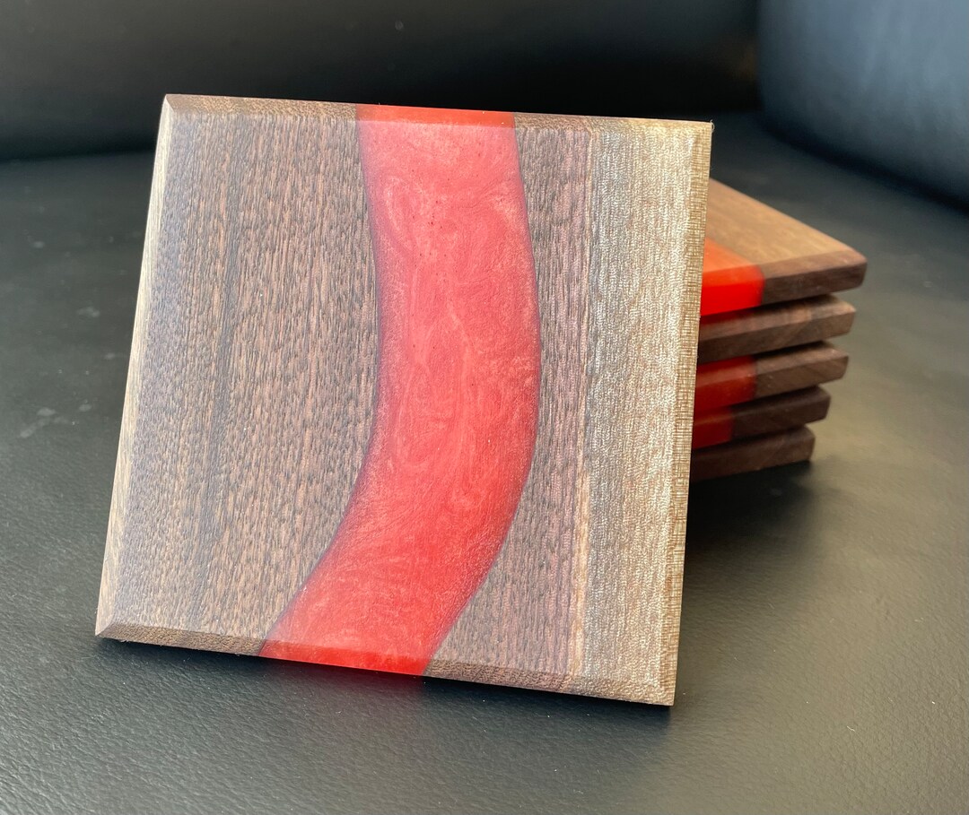 Dark Walnut and Epoxy Coasters/ Lava Mica/ Set of Six - Etsy