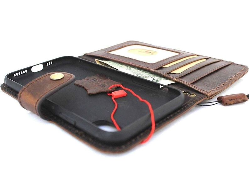 Genuine Handmade Leather Case for Apple iPhone 18 Duo Wallet Handmade ...