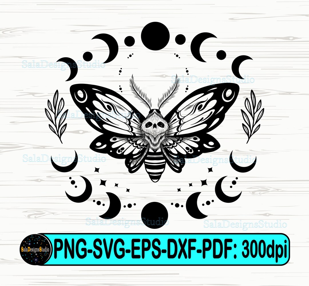 Boho Moth SVG, Moth Svg, Magic Illustration Svg, Moon Moth Svg ...