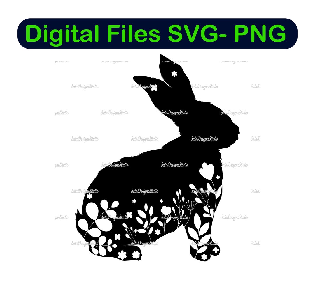 Spring Rabbit Svg Png, Floral Bunny Svg, Rabbit SVG Cut File, Floral ...