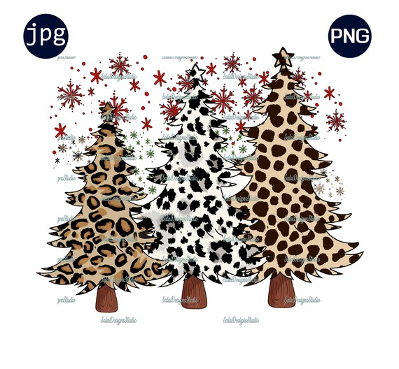 Leopard Christmas Trees Png Merry Christmas Trees Christmas | Etsy