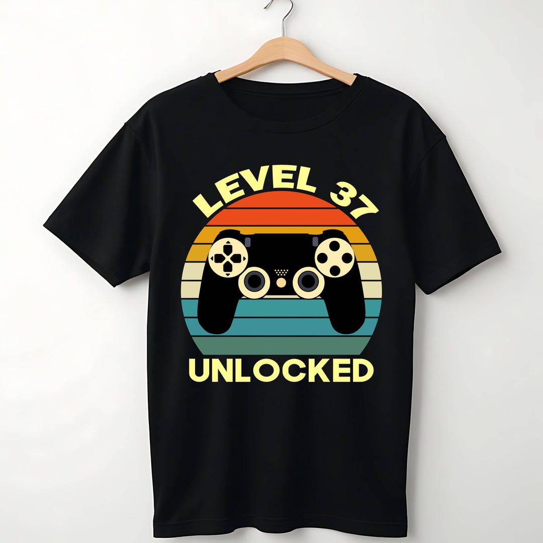 Funny 37th Birthday Unisex Shirt, Level 37 Unlocked Gift, Thirty Seven ...