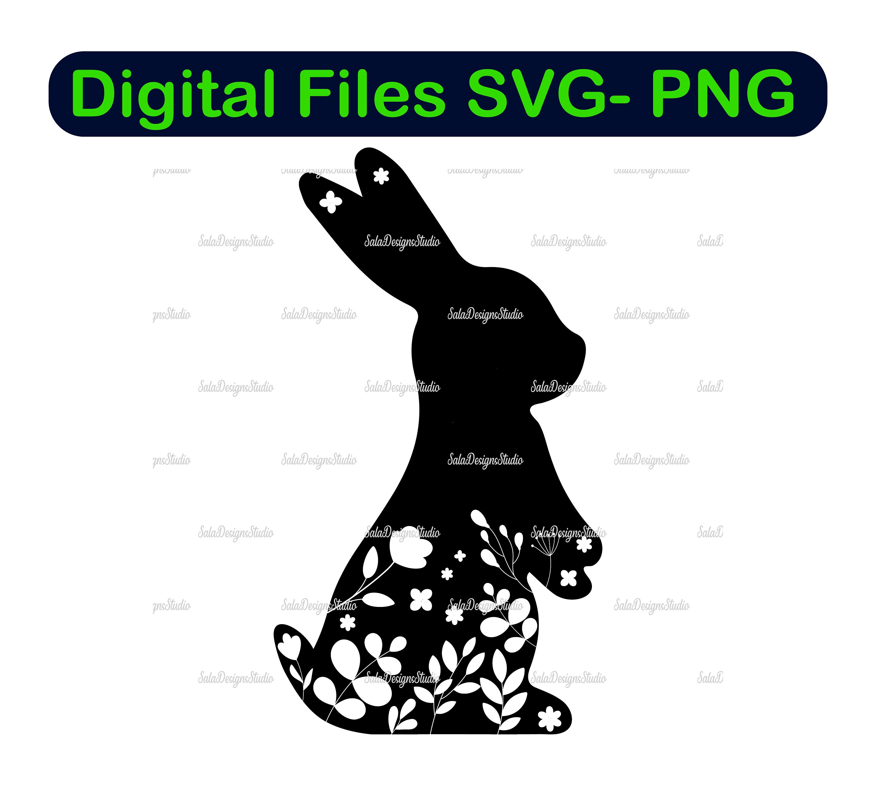 Spring Rabbit Svg Png, Floral Bunny Svg, Rabbit SVG Cut File, Floral ...