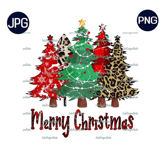 Leopard Christmas Trees Png Merry Christmas Trees Christmas - Etsy