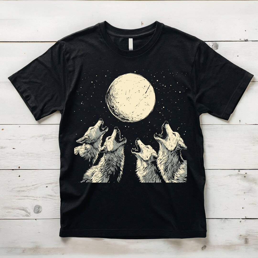 Howling Wolves Vintage 90s Graphic Shirt, Wolf Moon Shirt, Wild Free ...