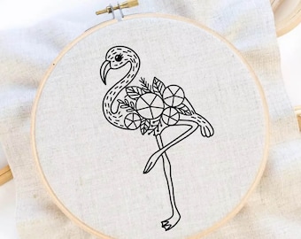 Flamingo Bird Hand Embroidery PDF Pattern - Etsy
