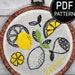 Lemon Embroidery Pattern/lemon Art Embroidery Kit /cute Lemon Pattern ...