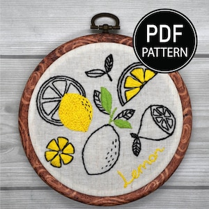 Lemon Embroidery Pattern/lemon Art Embroidery Kit /cute Lemon Pattern ...
