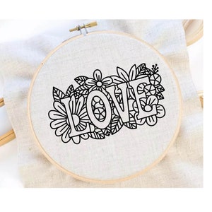 Love Hand Embroidery Pattern Love Fonts Embroidery Love Flower Hand ...