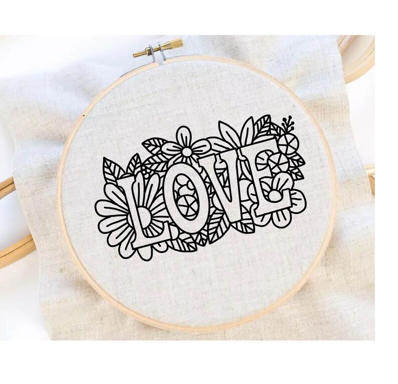 Love Hand Embroidery Pattern Love Fonts Embroidery Love Flower - Etsy