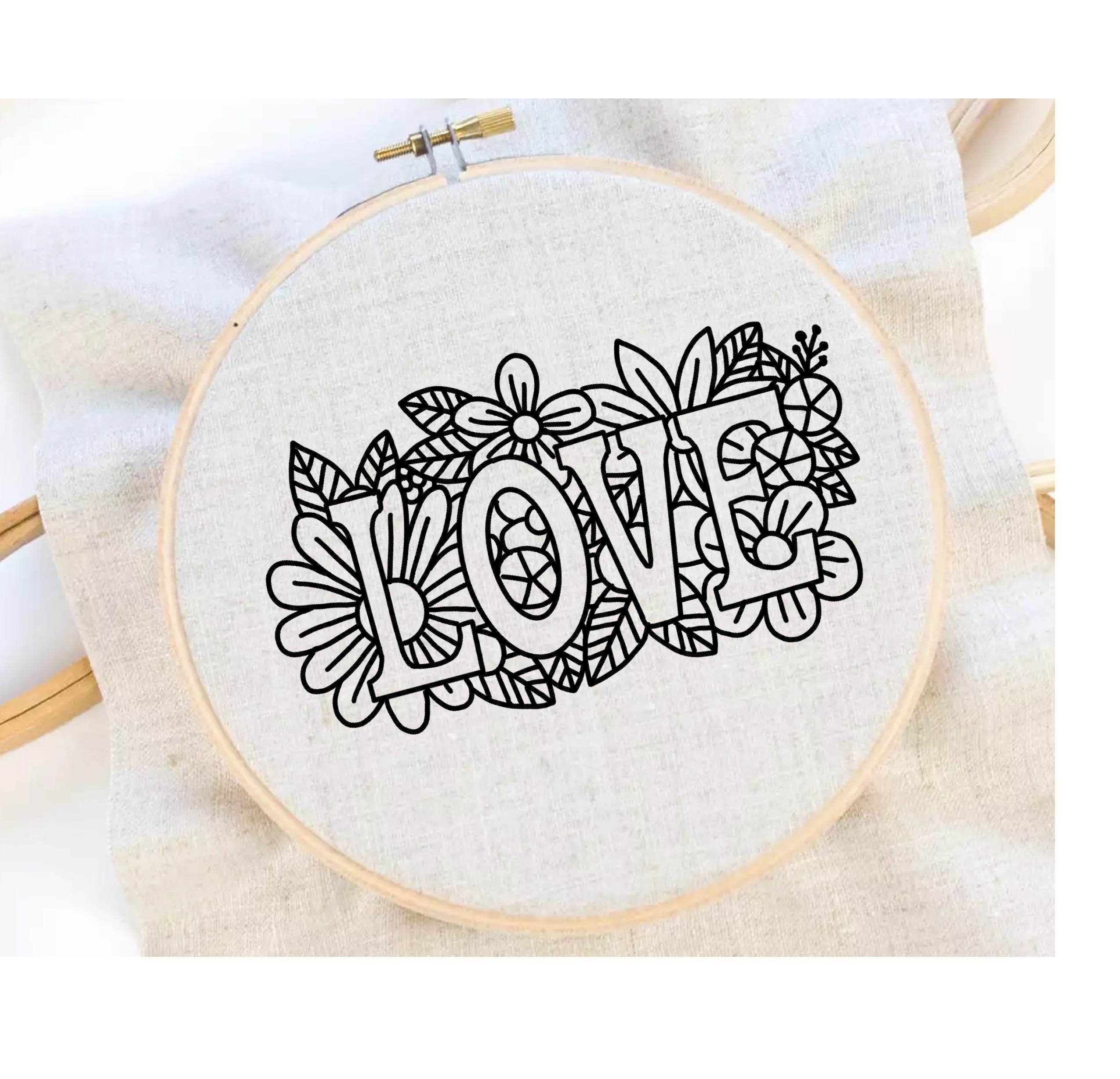 Love Hand Embroidery Pattern Love Fonts Embroidery Love Flower - Etsy