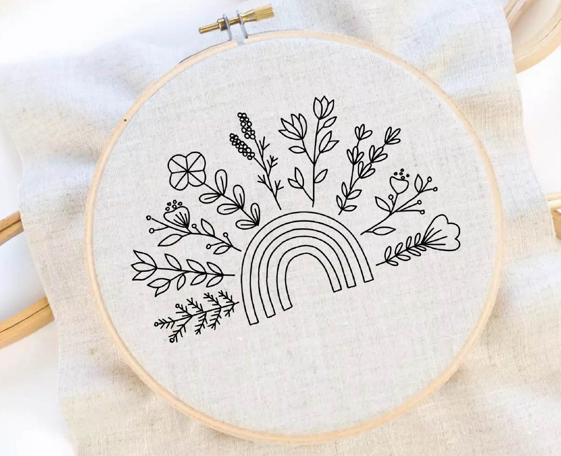 Rainbow Flowers Embroidery Pattern Rainbow Embroidery Pattern - Etsy