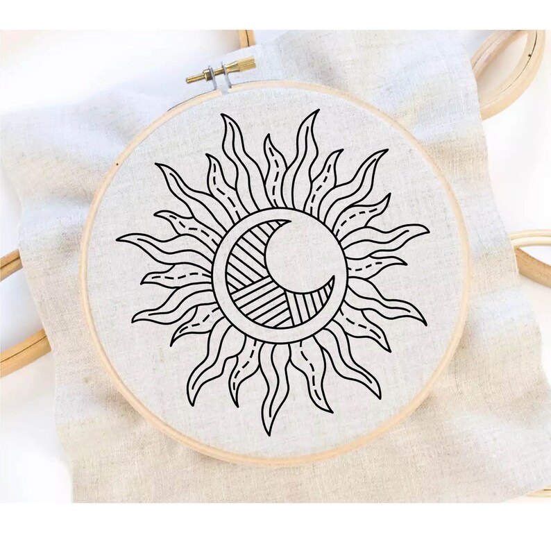 Sun Moon Embroidery Pattern Moon Embroidery Celestial - Etsy