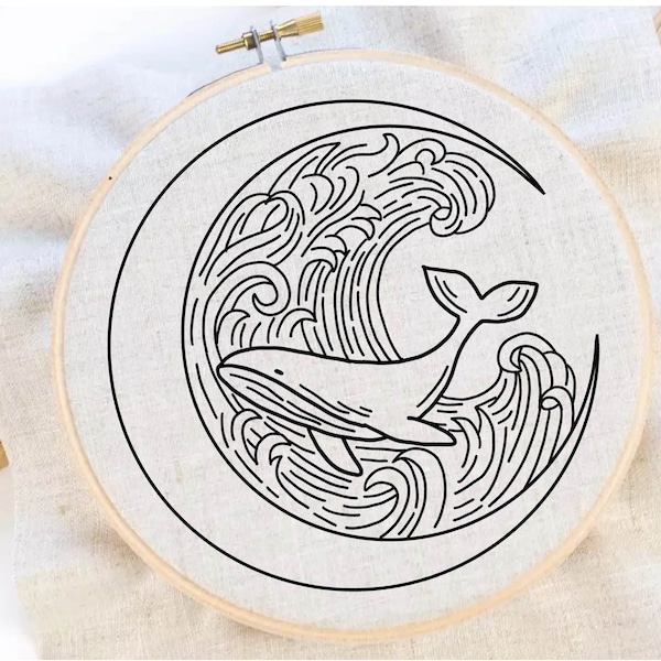 Whale Embroidery - Etsy