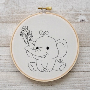 Baby Elephant Embroidery Pattern Cute Elephant Hand Embroidery Pattern ...