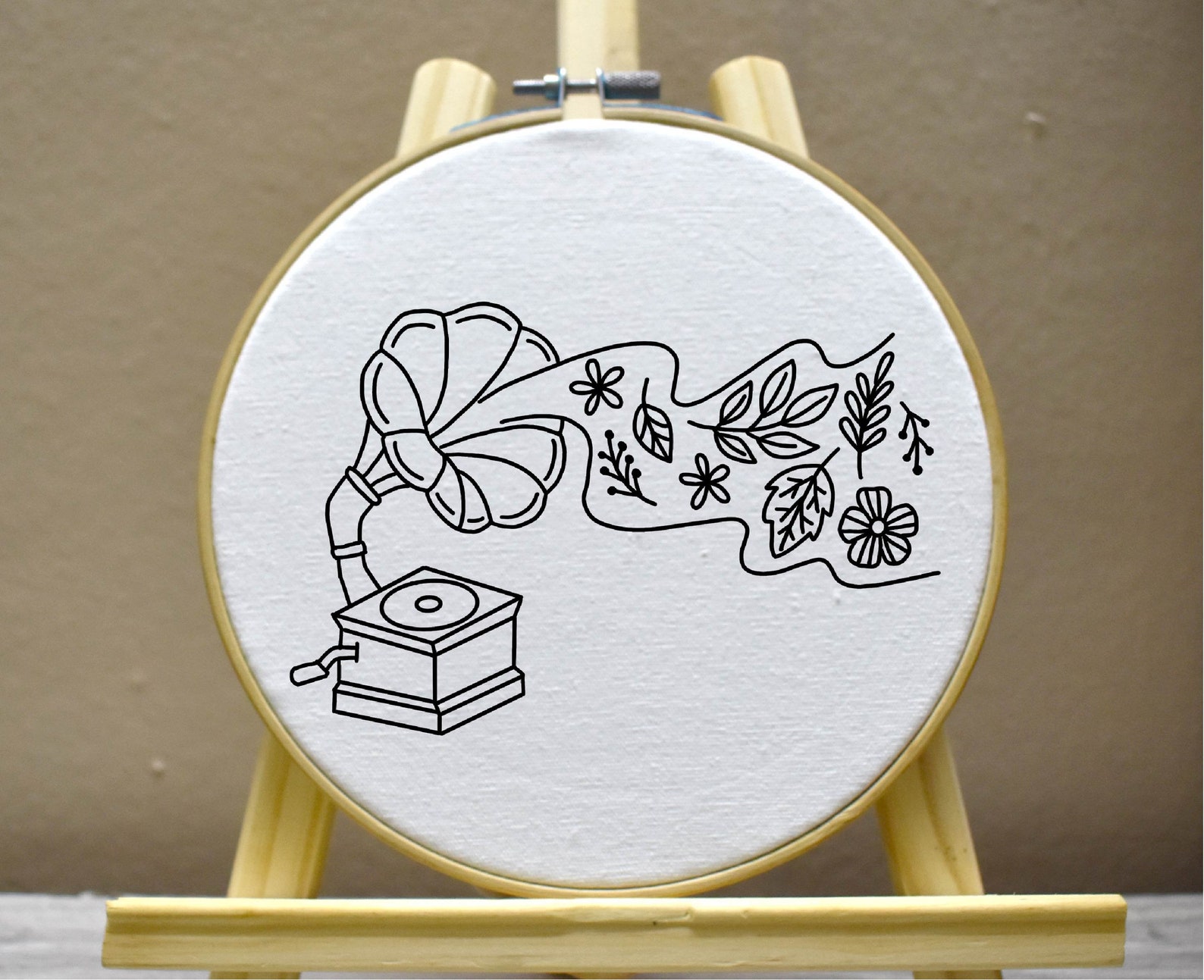 Phonograph Embroidery Pattern Gramophone Flower Embroidery - Etsy