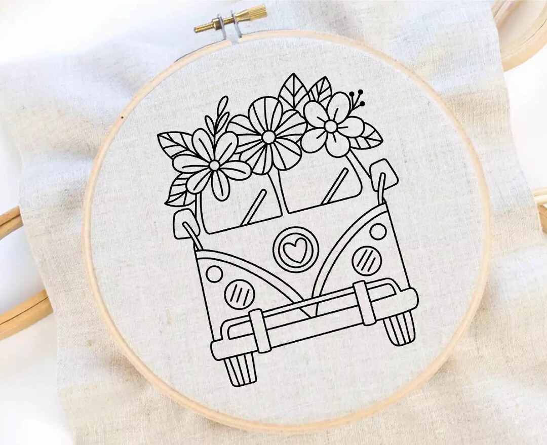 Summer Embroidery Pattern Summer Camping Embroidery Pattern Modern ...