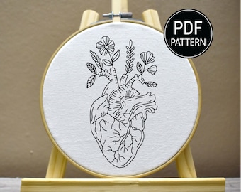 Brain Flower Embroidery Pattern Brain Embroidery Organ Embroidery ...