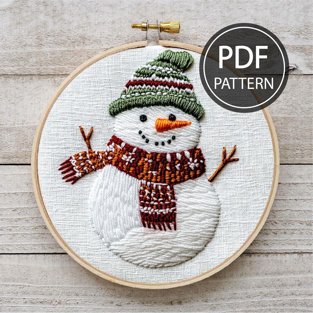 Snowman Embroidery Pattern Christmas Embroidery Cute Snowman Embroidery ...