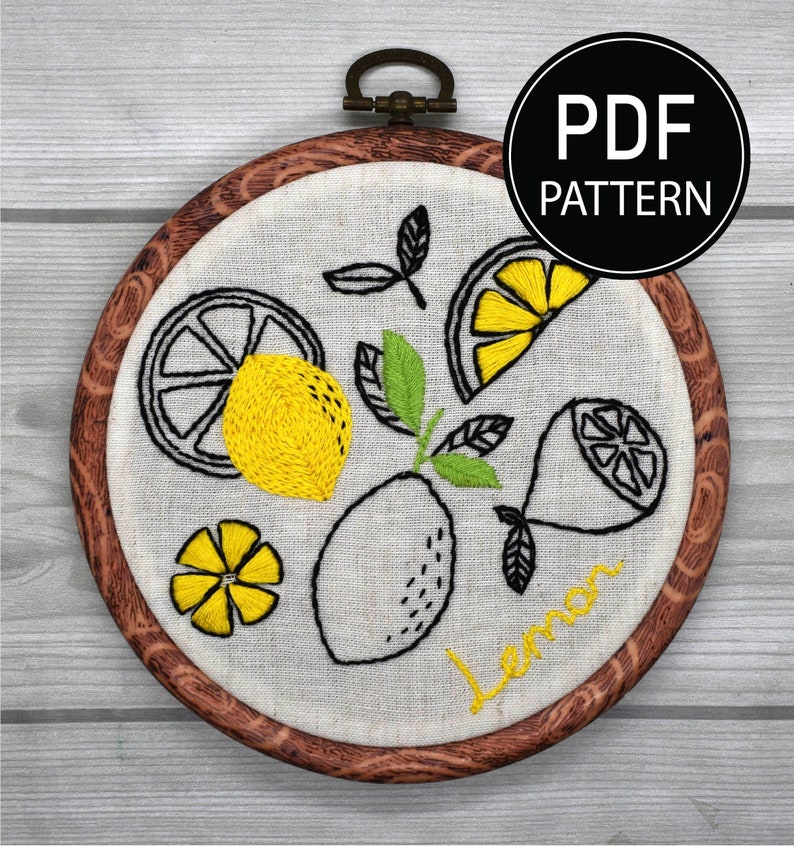 Lemon Embroidery Pattern/lemon Art Embroidery Kit /cute Lemon - Etsy