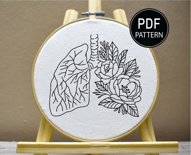 Lung Flower Embroidery Pattern Lung Embroidery Organ - Etsy