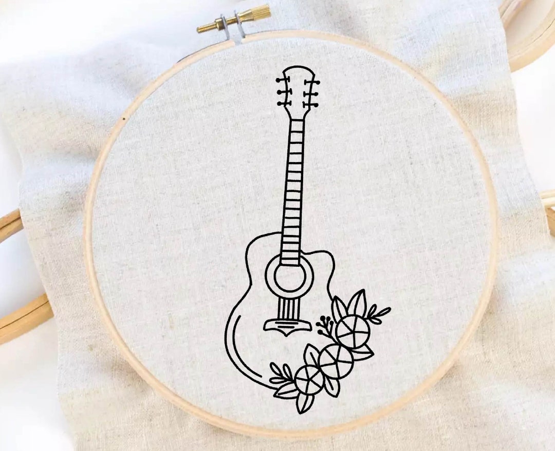 Guitar Embroidery Pattern Music Embroidery Musical Instrument ...