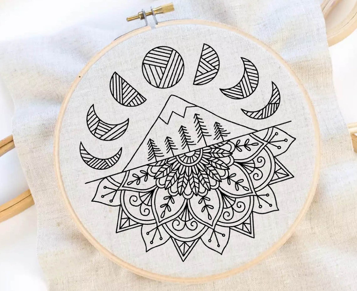 Lunar Phases Mandala Embroidery Pattern Moon Phases Embroidery - Etsy