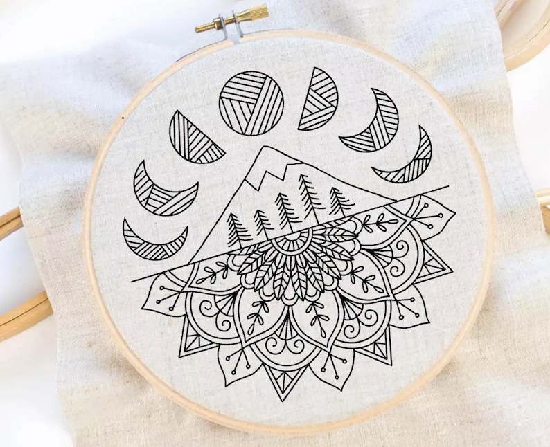 Lunar Phases Mandala Embroidery Pattern Moon Phases Embroidery - Etsy