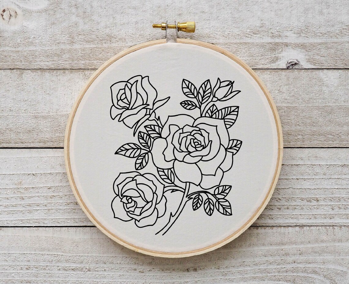 Rose Embroidery Pattern Flower Embroidery Pattern Floral Embroidery ...