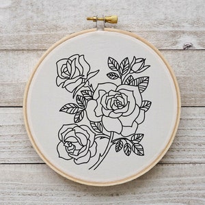 Rose Embroidery Pattern Flower Embroidery Pattern Floral Embroidery ...