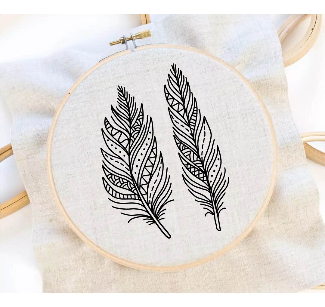 Feathers Embroidery Pattern Feather Art Embroidery Sampler Hand ...
