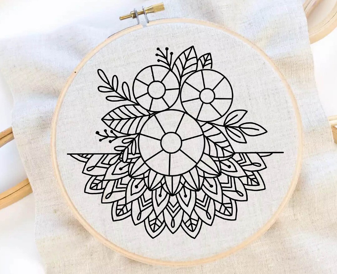 Mandala Flower Embroidery Pattern Mandala Hand Embroidery Roses and ...