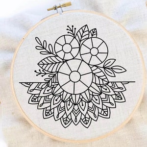 Mandala Flower Embroidery Pattern Mandala Hand Embroidery Roses and ...
