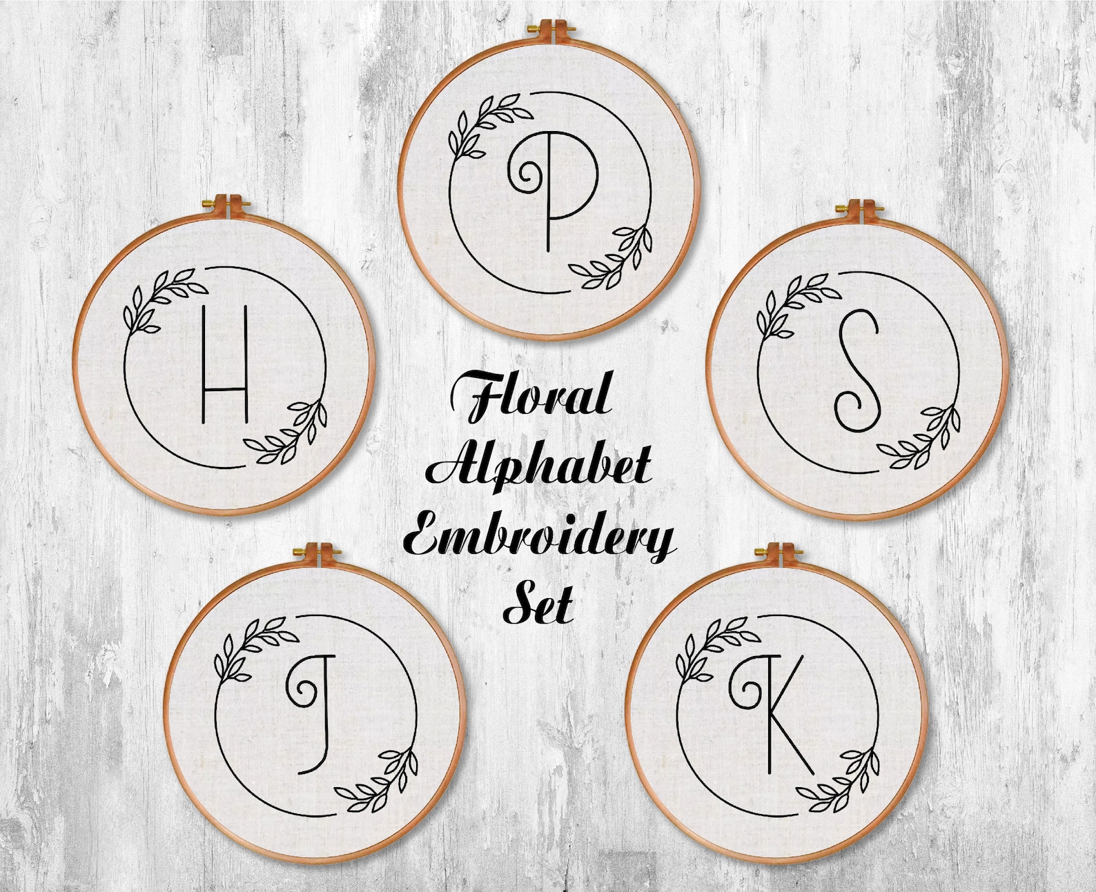 Flower Alphabet Embroidery Set Alphabet Embroidery Pattern Flower Font ...