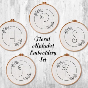 Flower Alphabet Embroidery Set Alphabet Embroidery Pattern Flower Font ...
