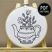 Flower Tea Pot Embroidery Pattern Bouquet Hand Embroidery Tea Flower ...