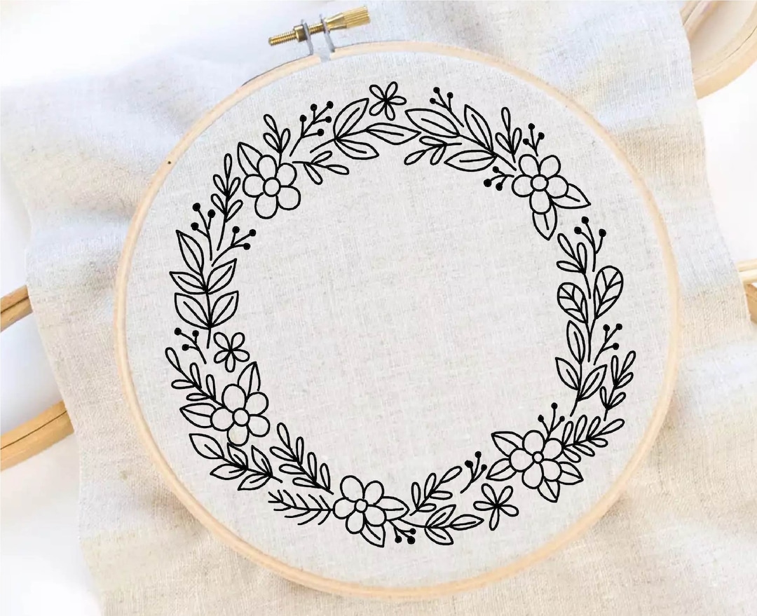 Flower Wreath Embroidery Pattern Flower Pattern Hand Embroidery Pattern ...