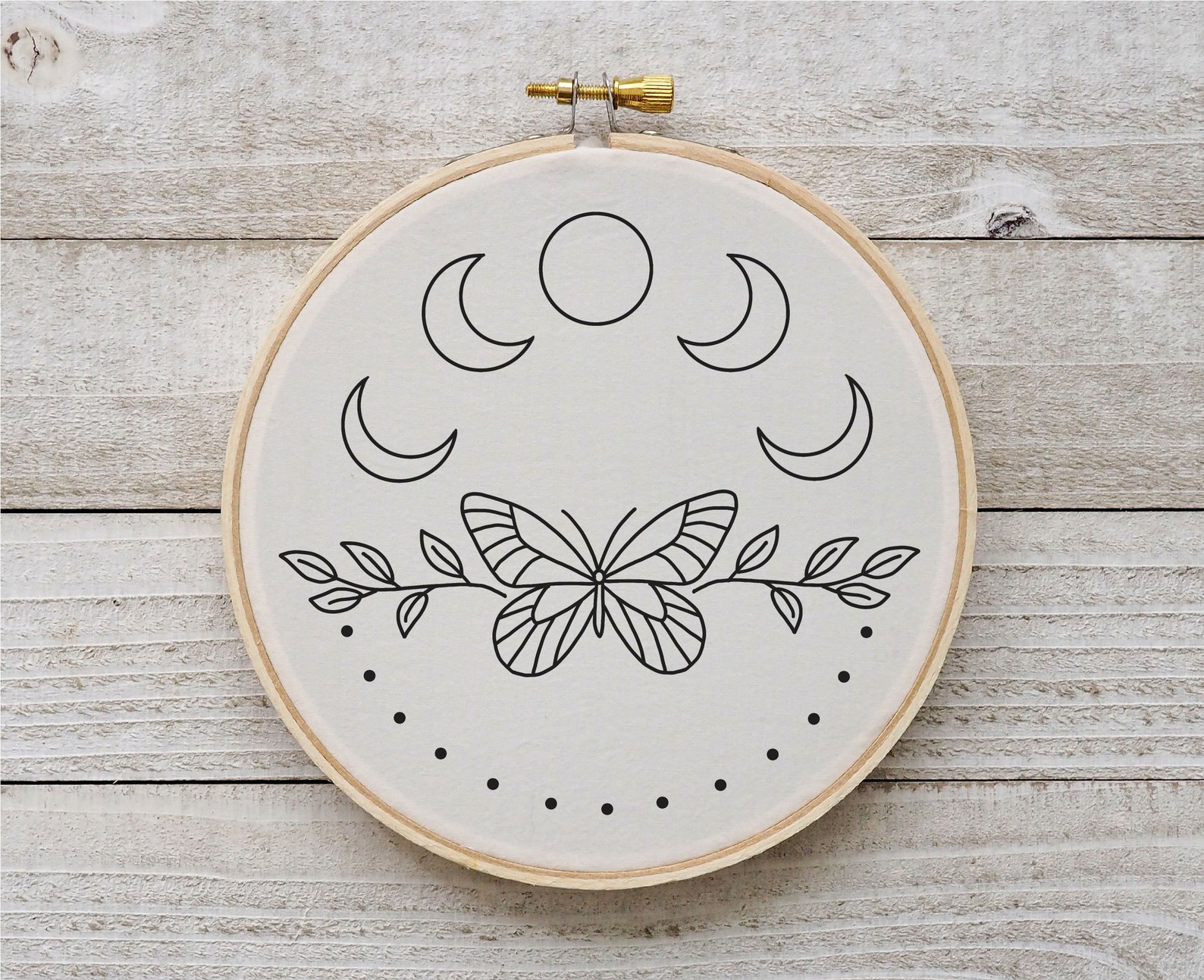 Lunar Phases Embroidery Pattern Butterfly Embroidery Whimsical - Etsy