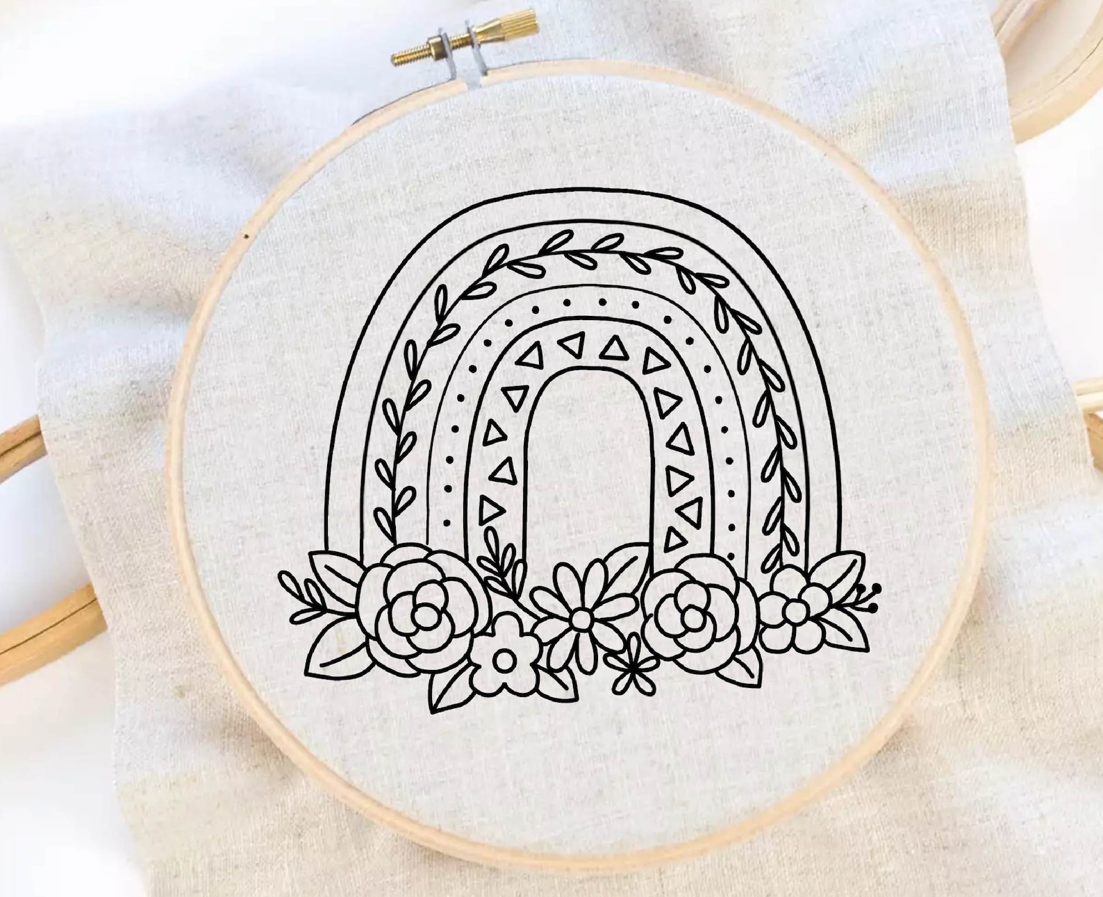 Rainbow Flowers Embroidery Pattern Boho Embroidery Rainbow Hand ...